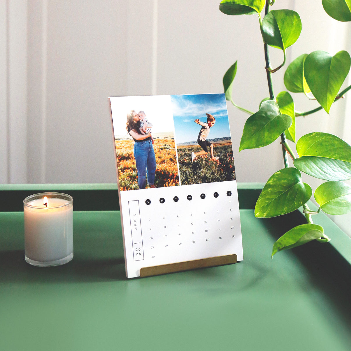 Monthly Photo Calendar with Brass Stand | Social Print Studio